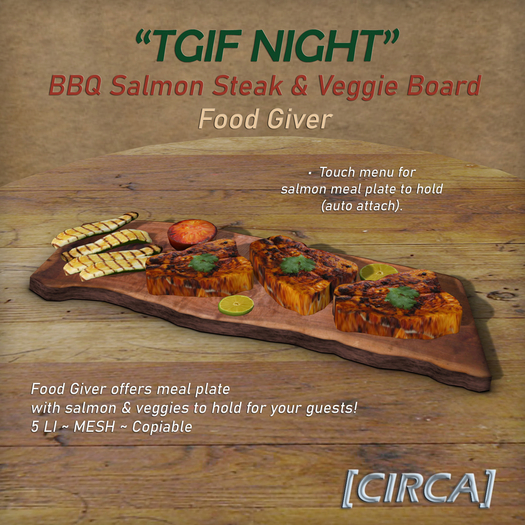 Second Life Marketplace - [CIRCA] - "TGIF" BBQ Salmon & Veggie Board ...